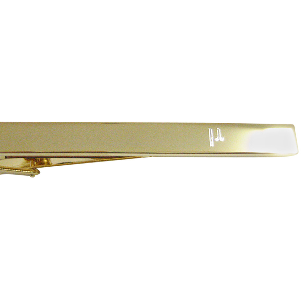 Gold Toned Etched Greek Letter Mu Square Tie Clip - Gem